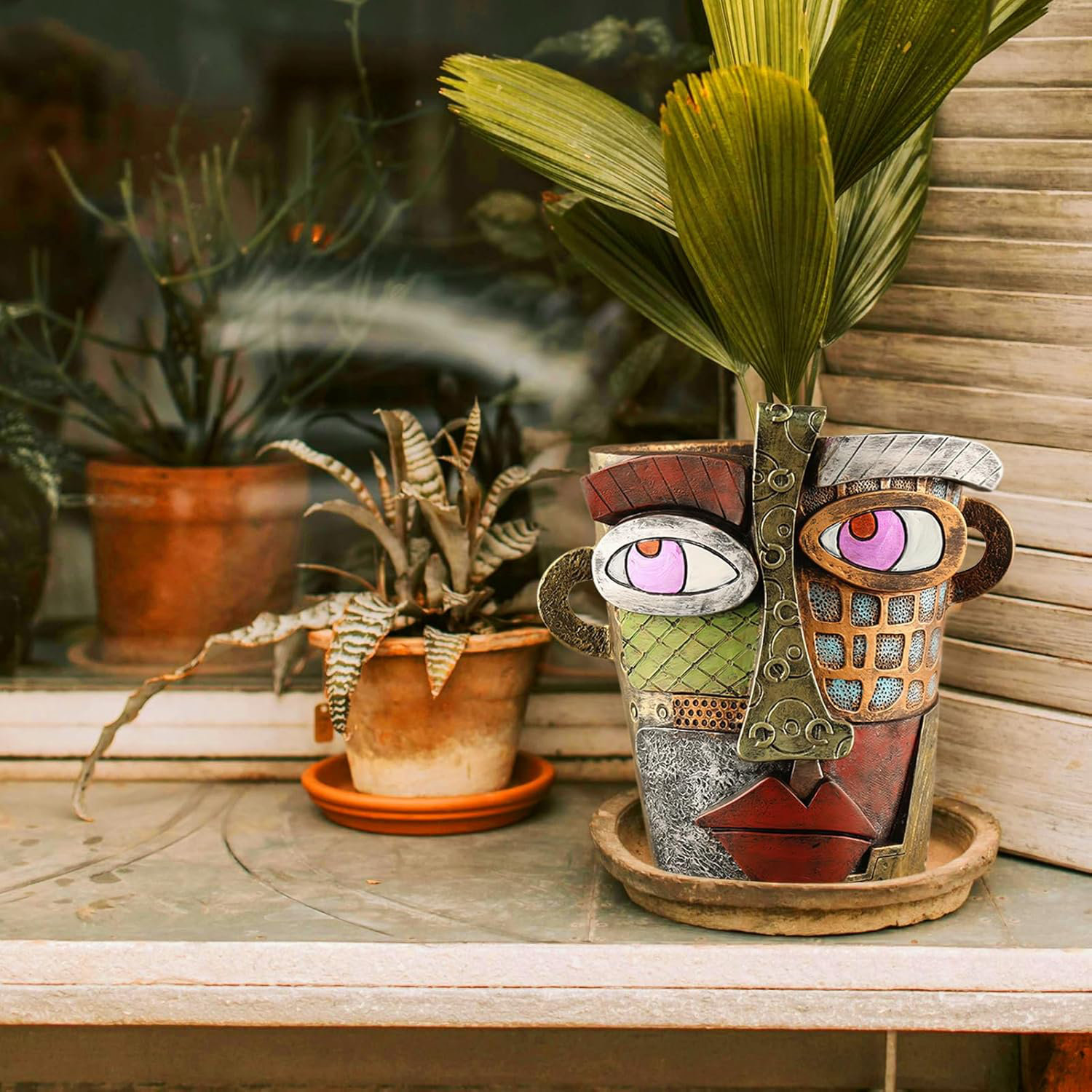 Bungalow Rose Abstract Face Planters Pots Head,Unique Head Planter For ...