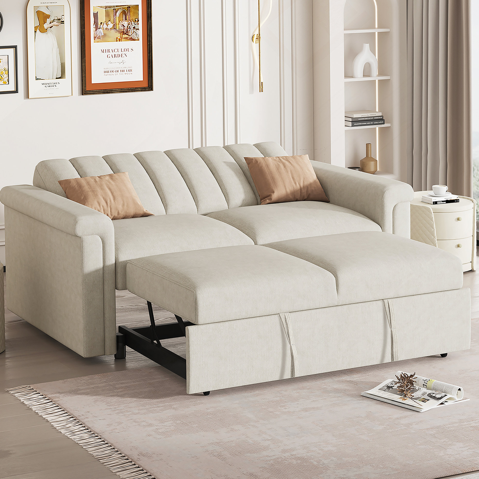 Ebern Designs Versatile Convertible Sofa Pull Bed with Premium ...