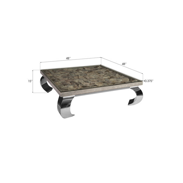 Phillips Collection Shell Coffee Table, Glass Top, Ming Stainless Steel ...