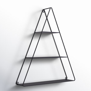 Wade Logan® Three-Tier Triangle Decorative Metal Wall Shelf, Black ...
