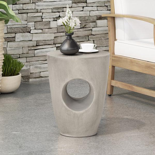 17 Stories Belmin Round Concrete Outdoor Side Table & Reviews | Wayfair