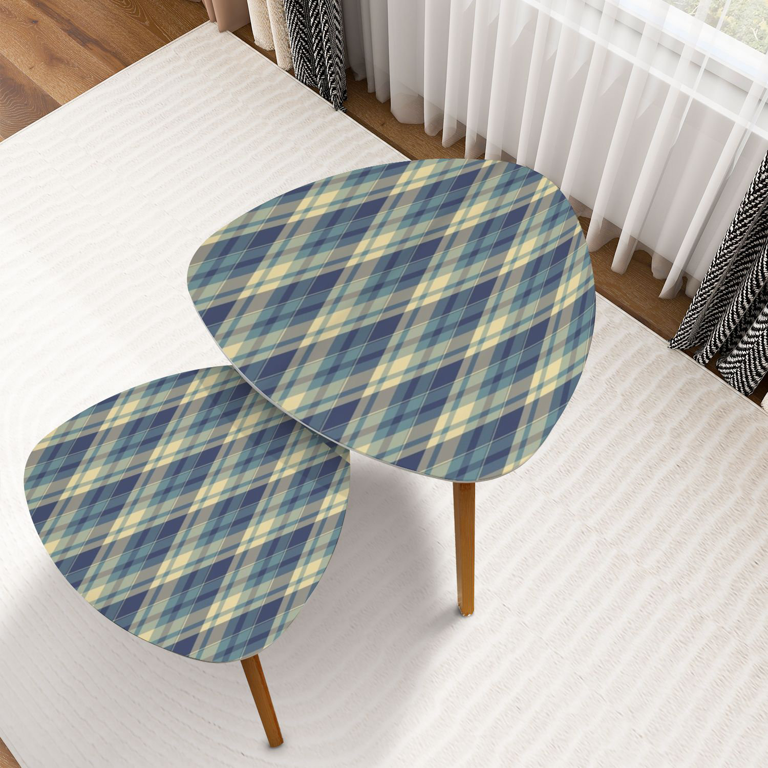 George Oliver Triangle Nesting Coffee Table Set of 2 Argyle geometric rhombus Harlequin check ...