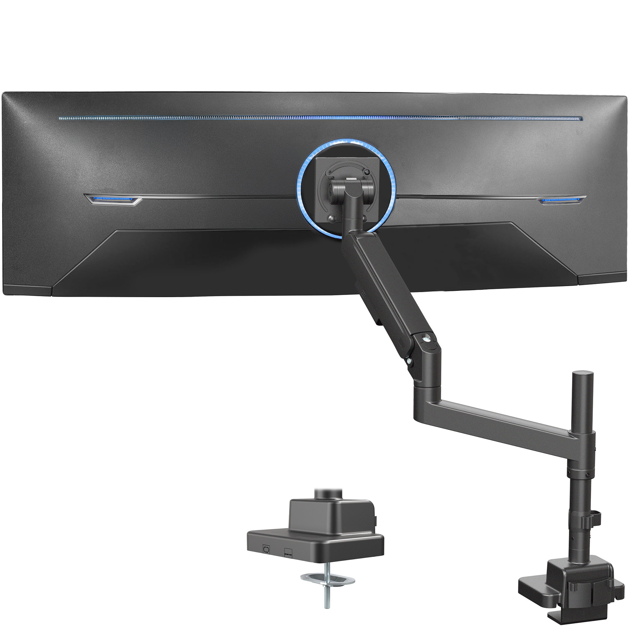 VIVO Black Heavy Duty Pneumatic Single Ultrawide Computer Monitor Arm ...