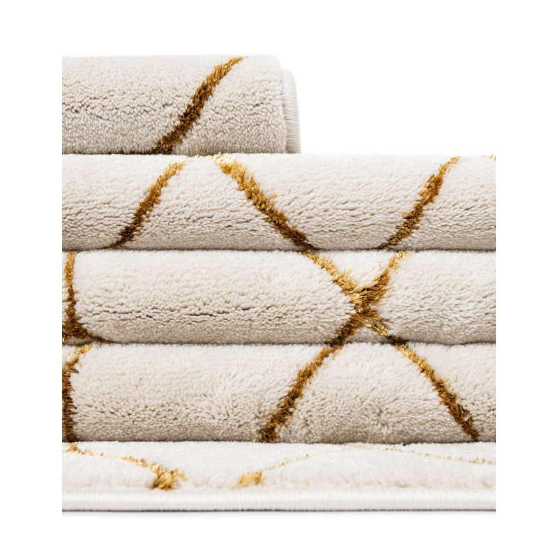 Mercer41 Corando Geometric Ivory/Gold Area Rug & Reviews | Wayfair