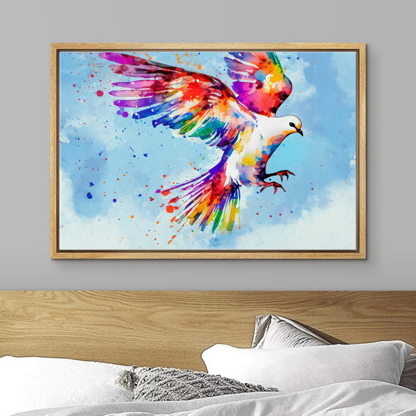 wall26 " Colorful Freedom Splash Vibrant Bird Watercolor Dove In Flight ...