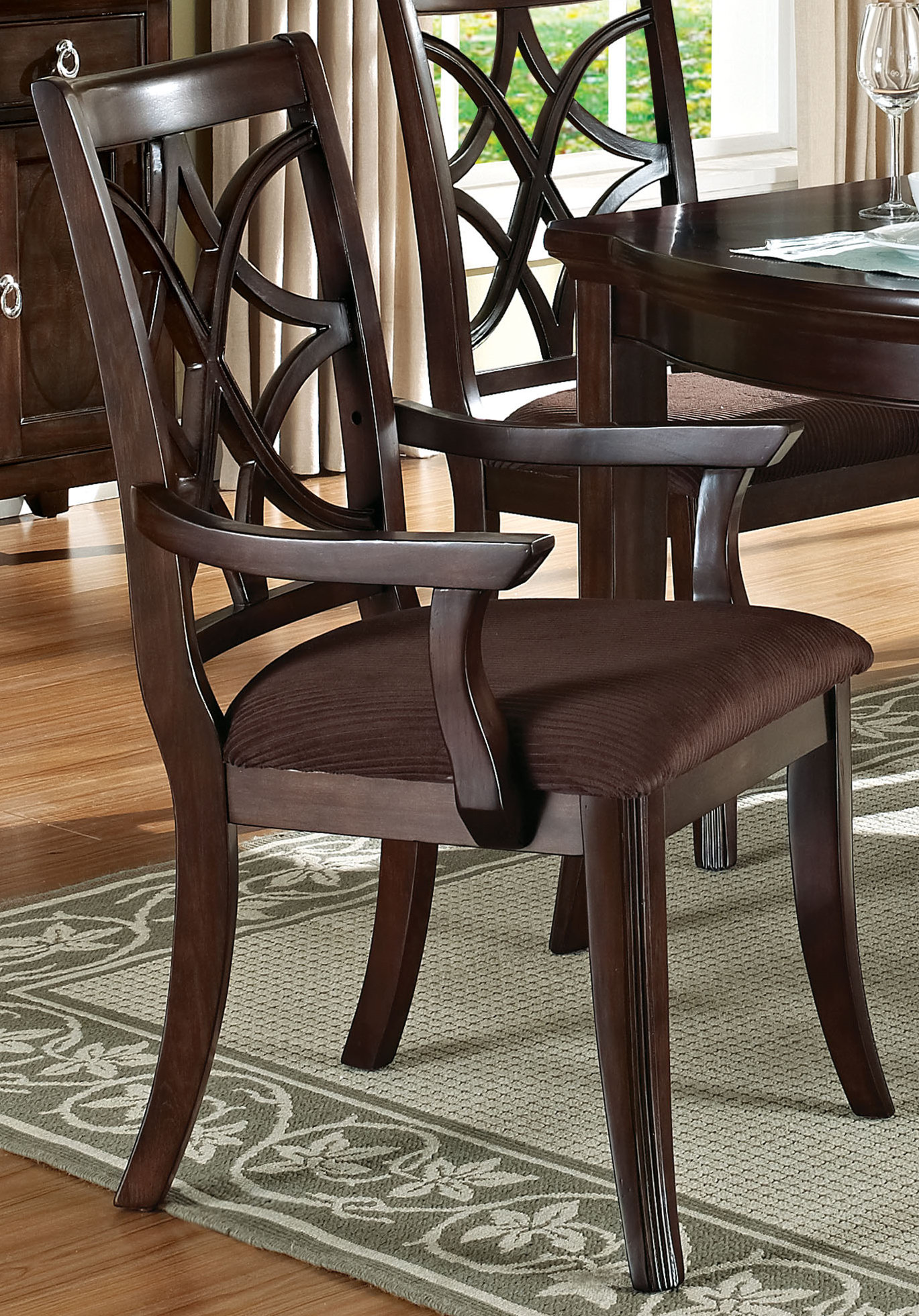 Lark Manor Arri Cross Back Arm Chair in Brown and Dark Walnut (Set of 2 ...