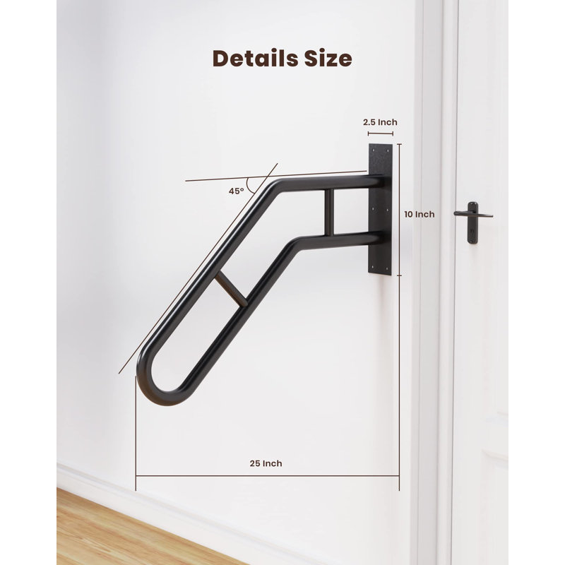 COAHAHA Outdoor Handrail, Ergonomic 45° Tilt Design, Rust-Proof Black ...