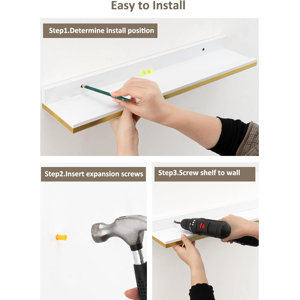 Mercer41 Floating Shelves for Wall, 24 Inches Long White and Gold ...