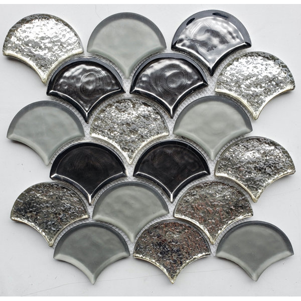 Mango Tile Augusta 10" x 10" Glass Fish Scale Mosaic Wall & Floor Tile ...