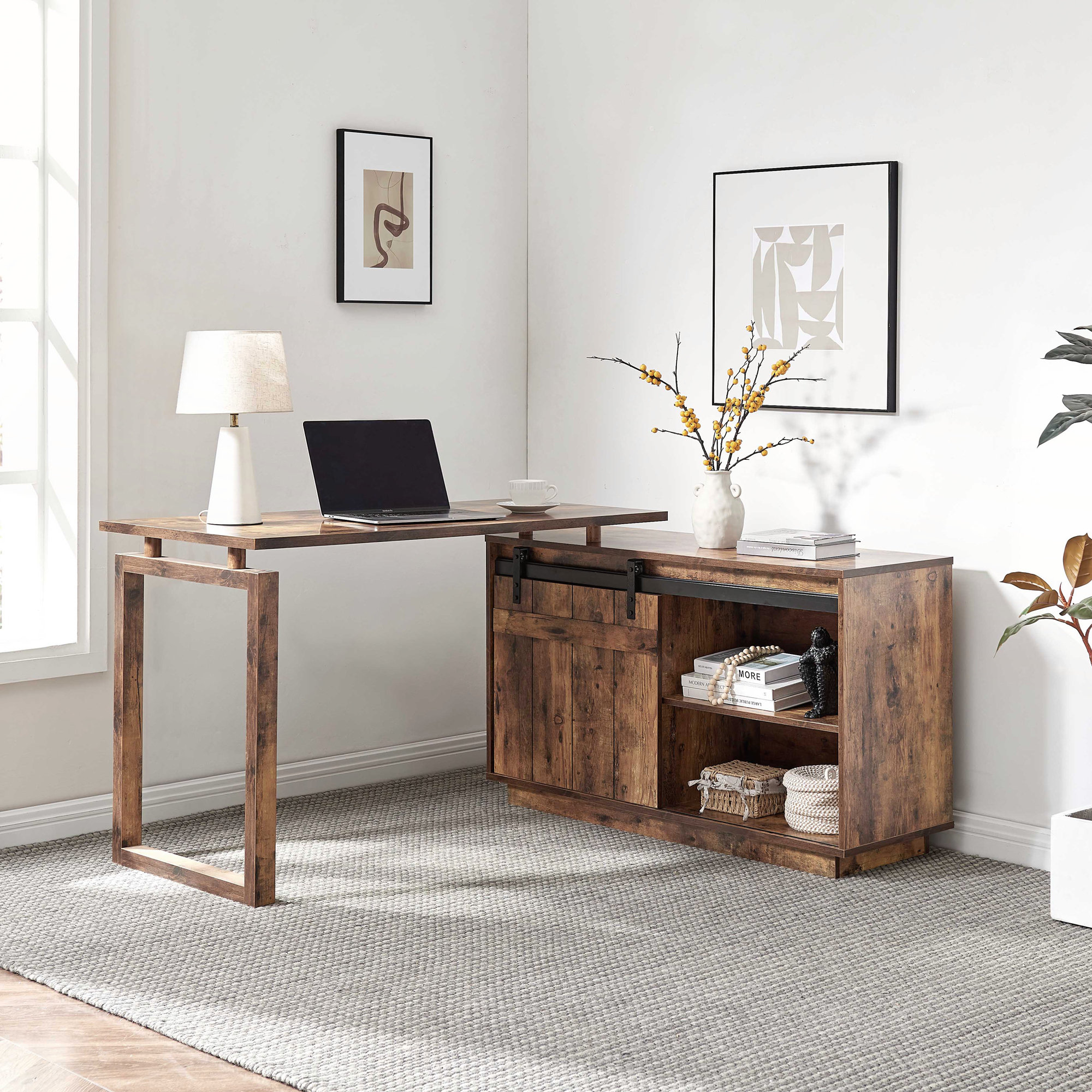 Gracie Oaks L-shaped Workstation Home Office Desk - Wayfair Canada