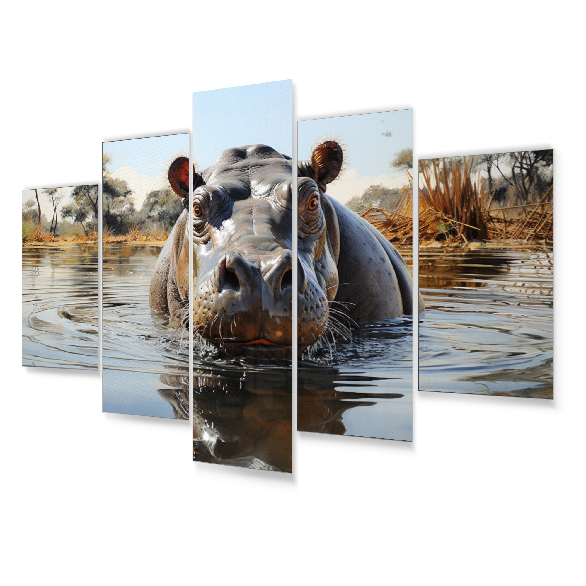 Bungalow Rose Hippopotamus Rivers Behemoth - Animals Metal Art Print ...