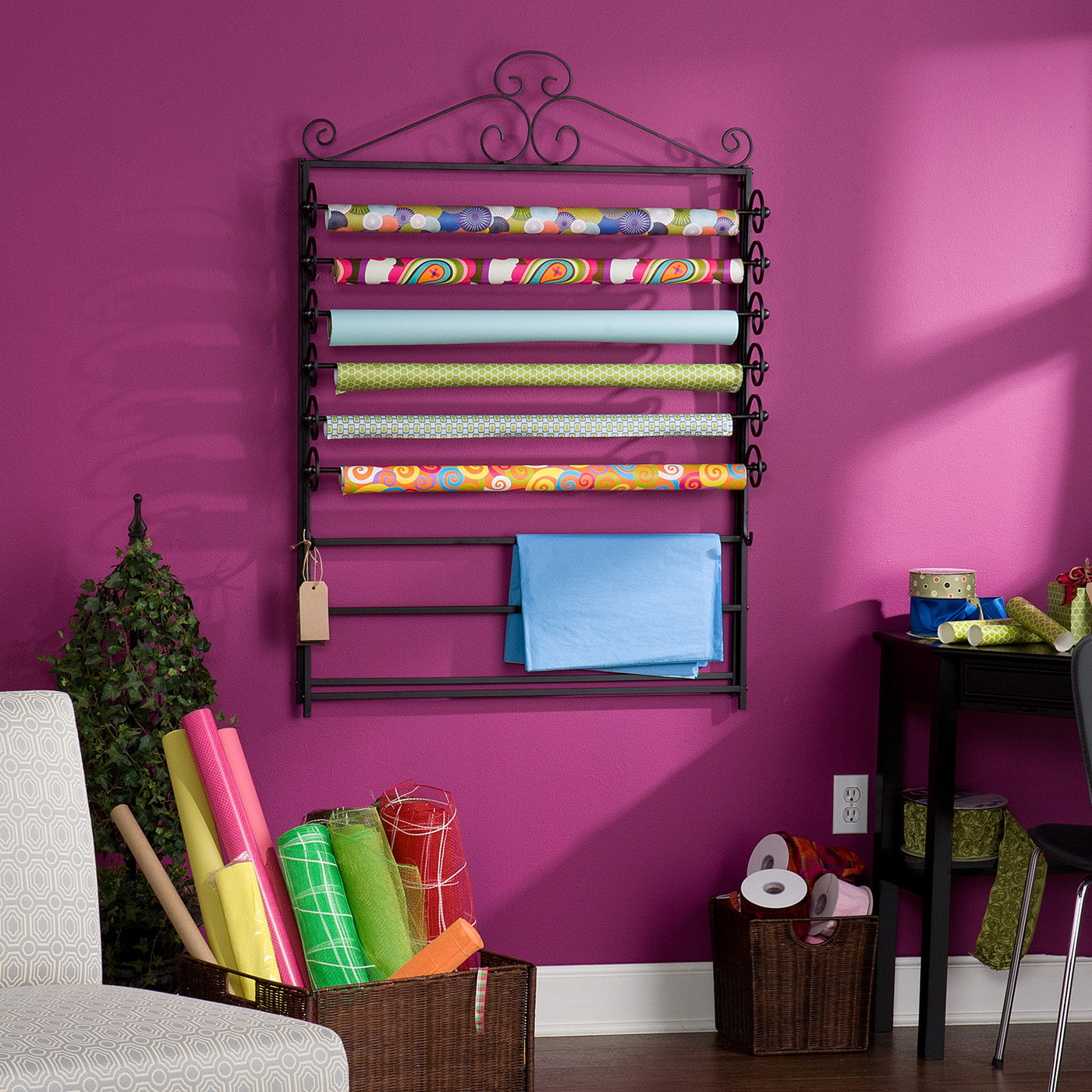 Wildon Home® 46.5" H x 34.75" W x 27.5" D Wall Mount Craft Storage Rack ...