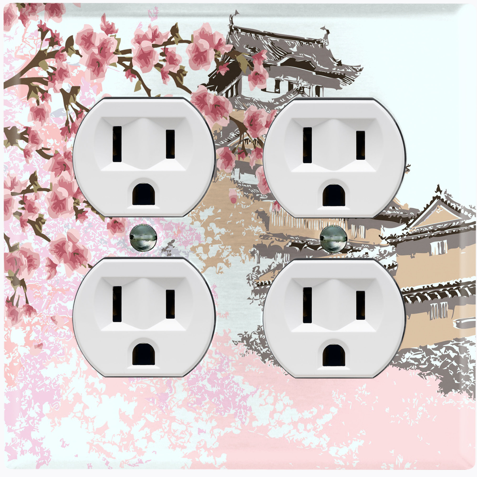 WorldAcc Metal Light Switch Plate Outlet Cover (Japanese Sakura Flower ...
