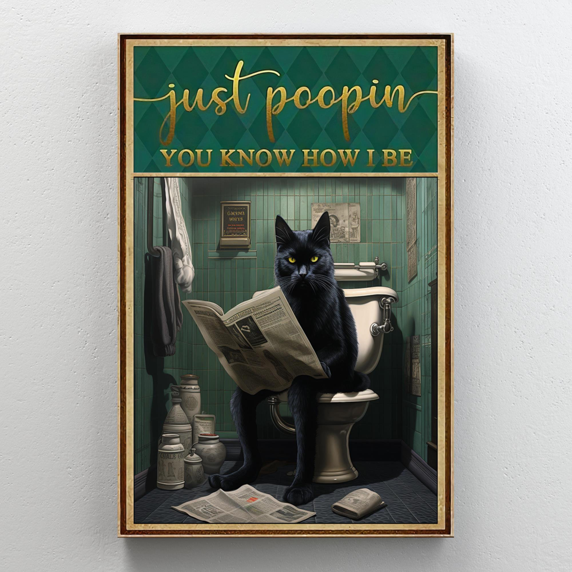 Trinx Black Cat Just Poopin - 1 Piece Rectangle Graphic " Black Cat ...
