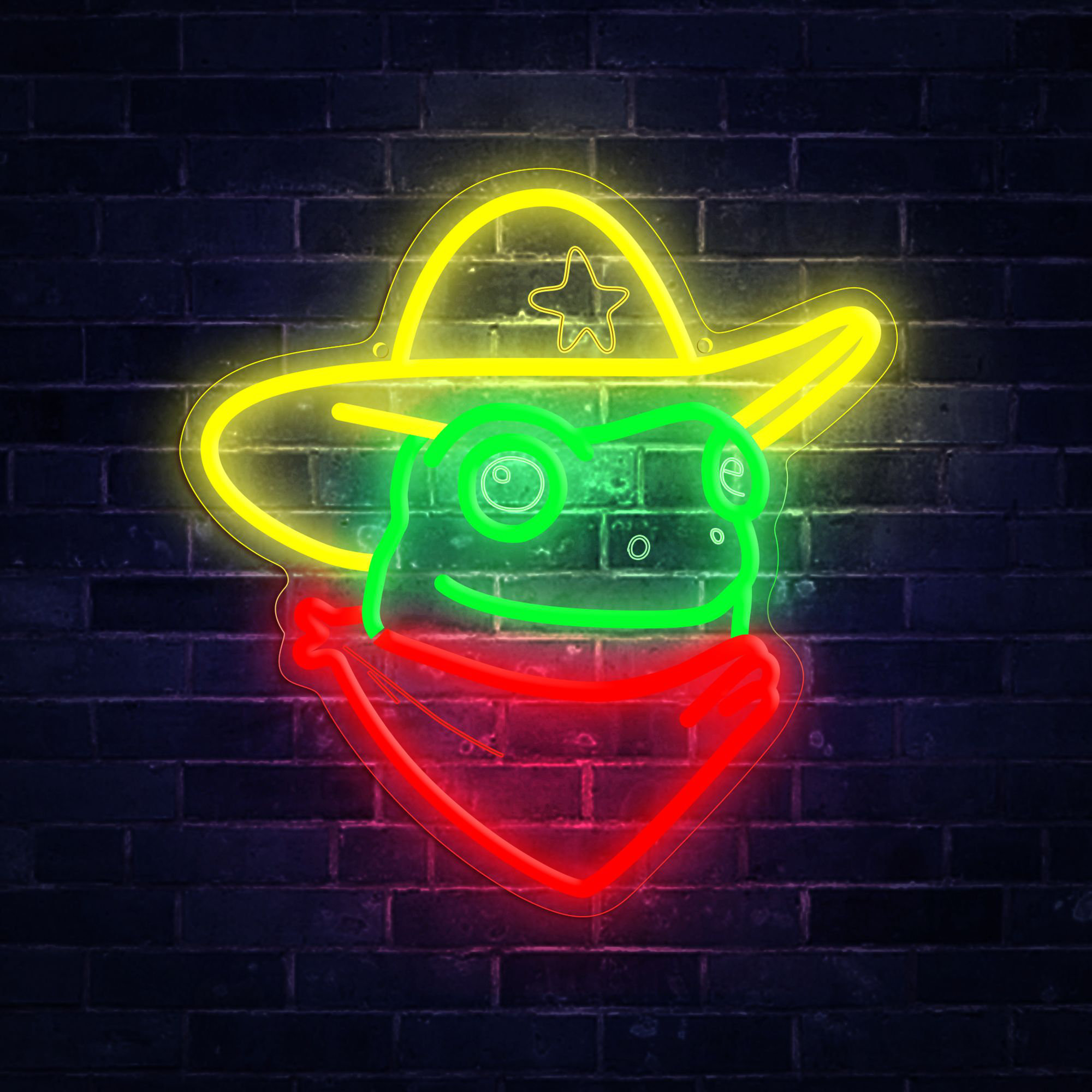Trinx Cowboy Hat Neon Signs for Wall Decor, Dimmable Frog Neon Art Sign ...