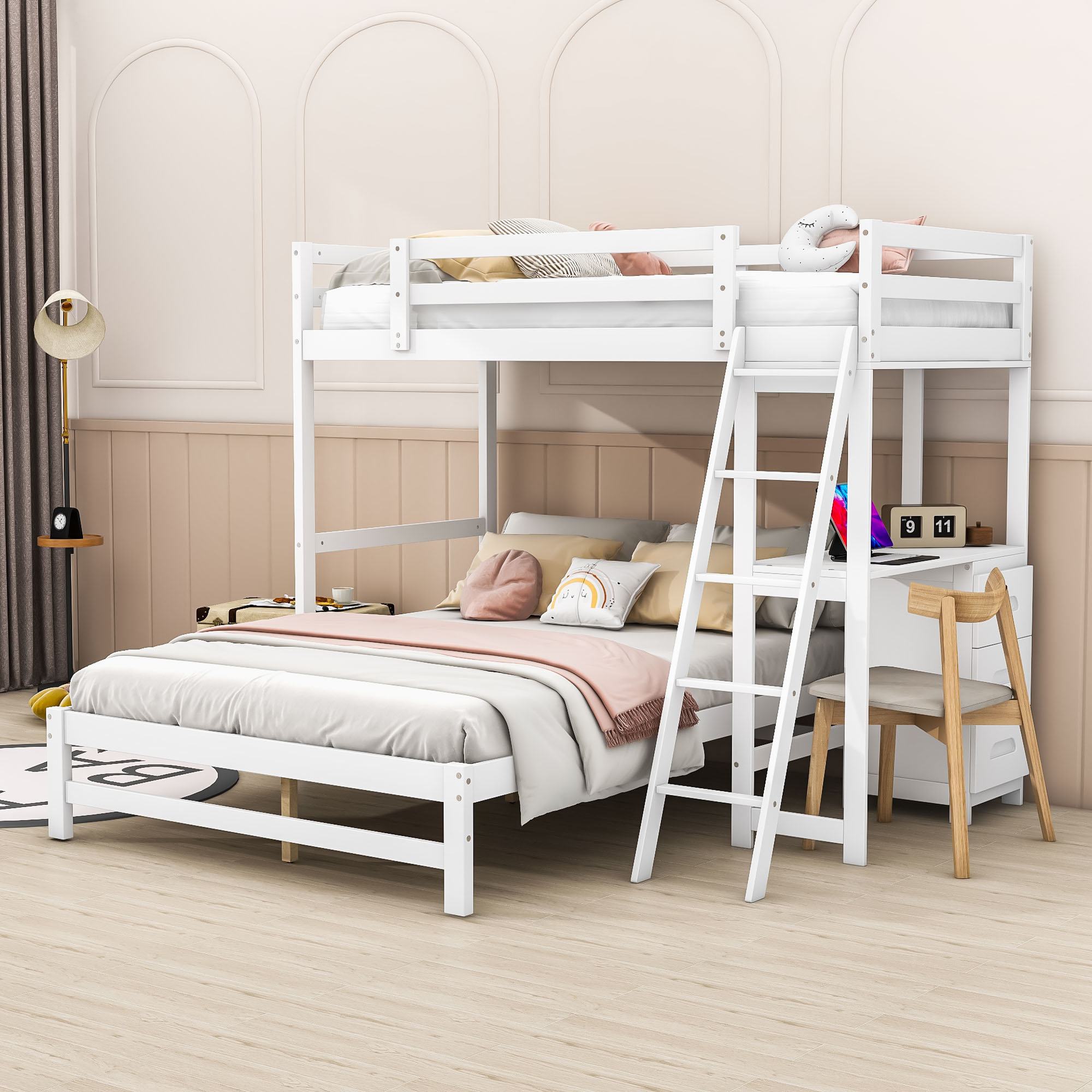 Harriet Bee Jacole Twin over Full 3 Drawer L-Shaped Bunk Beds with ...