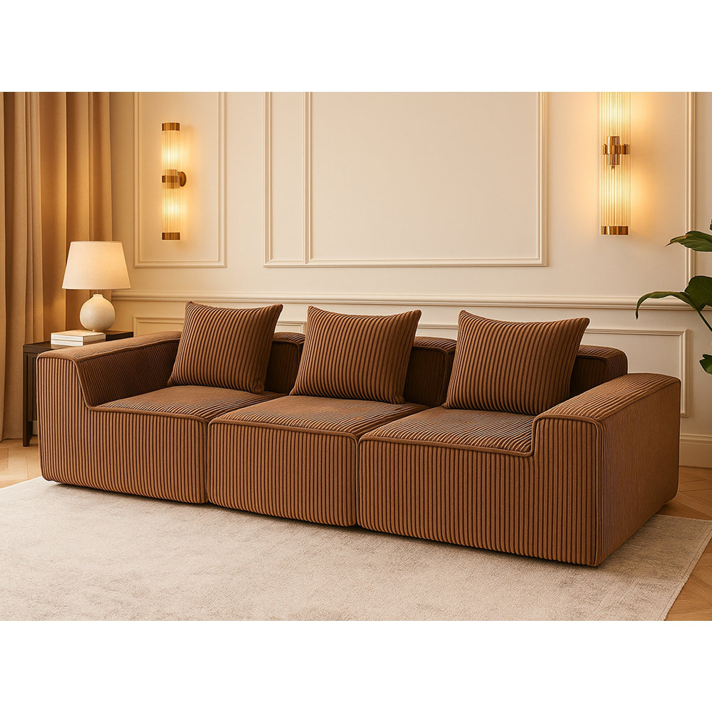 Mercer41 Luxurious Corduroy Fabric Sofa Couch - Wayfair Canada