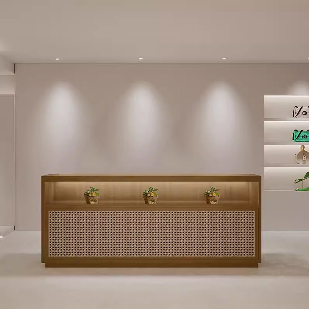 LKIWXAQ RECEPTION DESK Rattan Front Desk Vintage Computer Desk 86.61 W ...