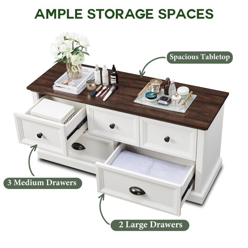 Winston Porter Muhsinah 45" 5 Drawer Dresser for Bedroom, Organizer ...