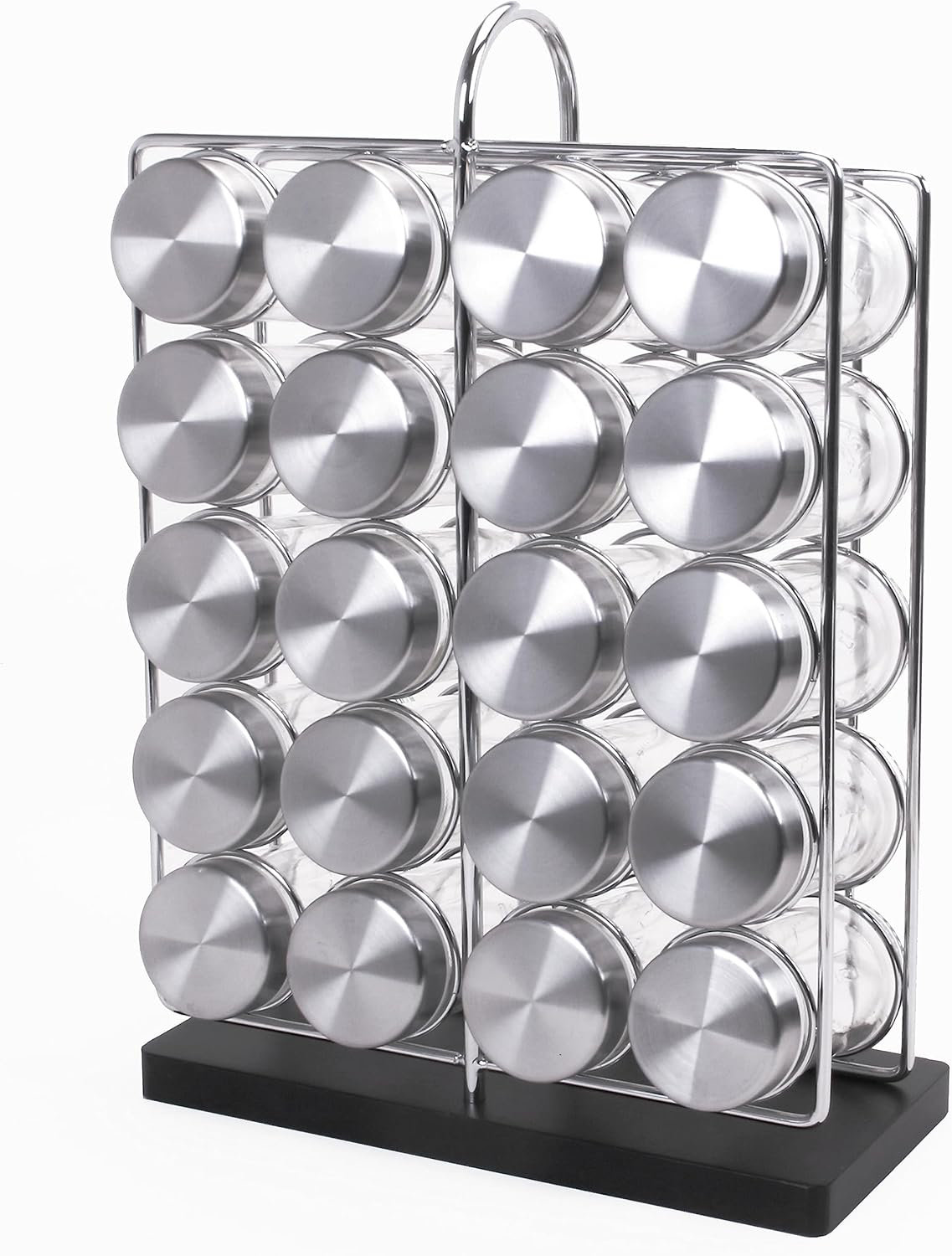 Prep & Savour 20 Jar Chrome Wire Spice Rack With Bamboo Base | Includes ...