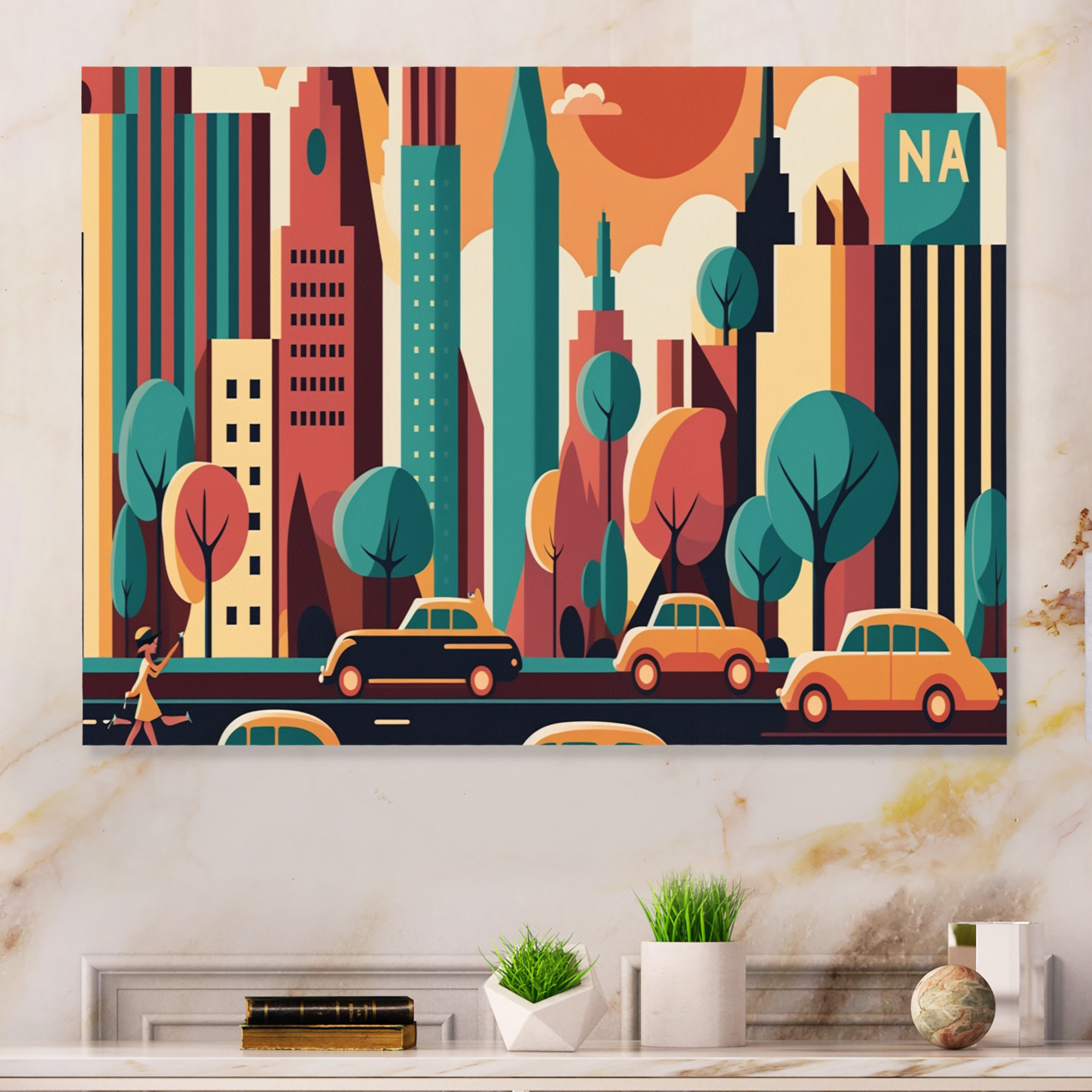 Corrigan Studio® Colorful Cityscape III - Cityscapes Canvas Wall Art ...