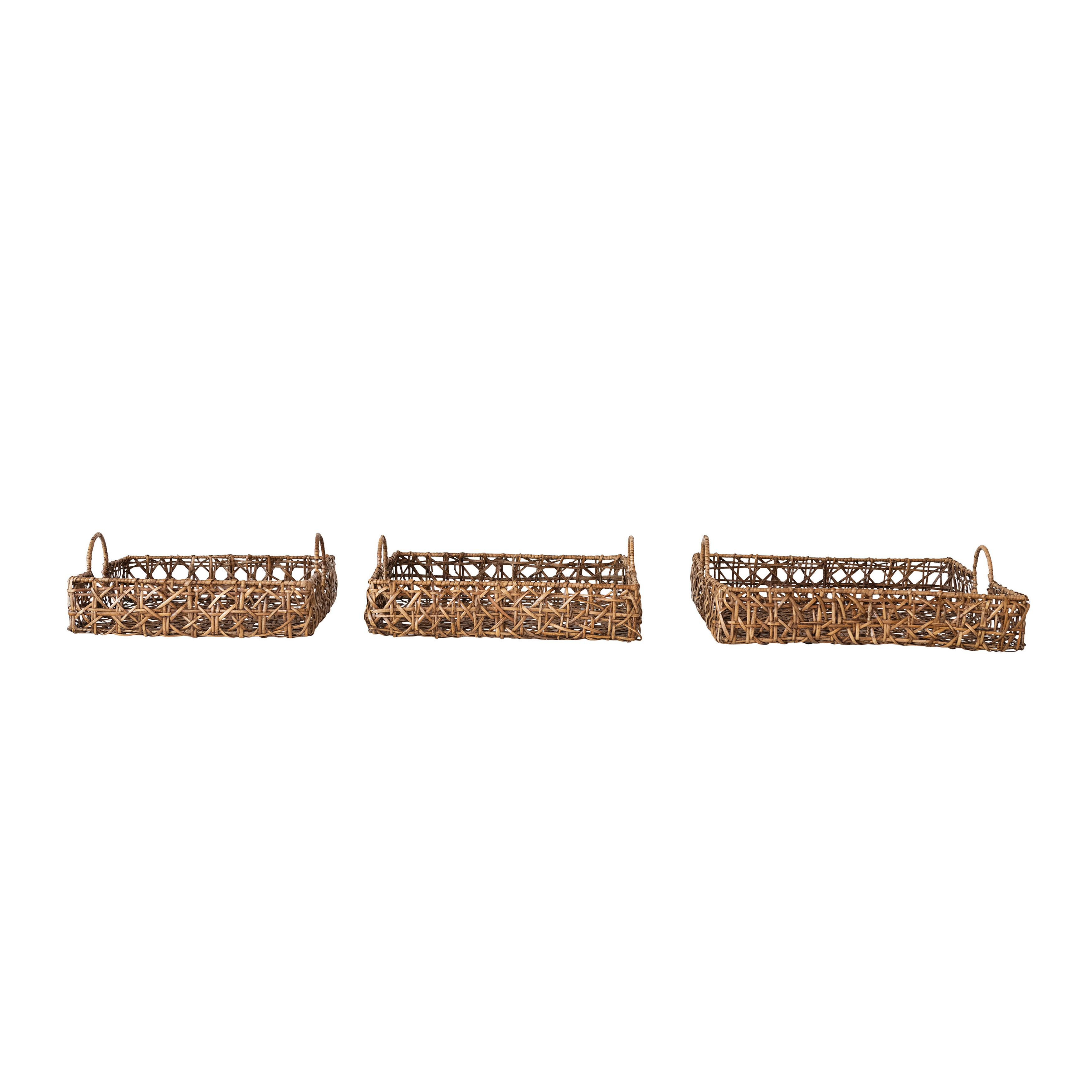 Alcott Hill® Bryand Rattan Tray - Set of 3 | Wayfair
