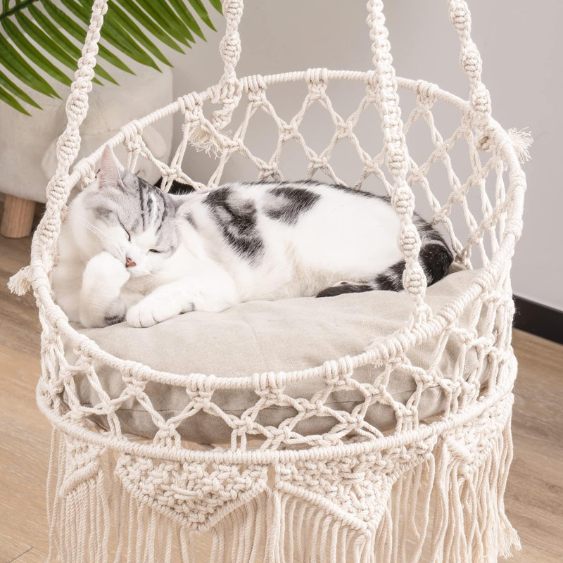 Tucker Murphy Pet™ Macrame Cat Hammock – Hanging Swing Bed for Indoor ...