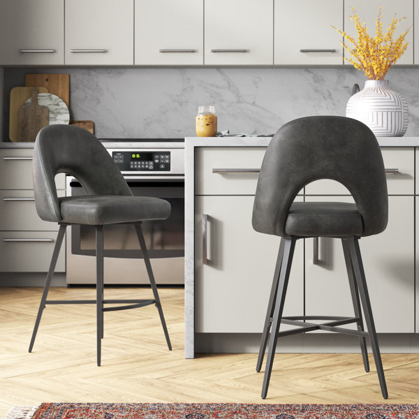 Mercury Row® Etna Swivel Upholstered Counter Stool with Metal Frame ...