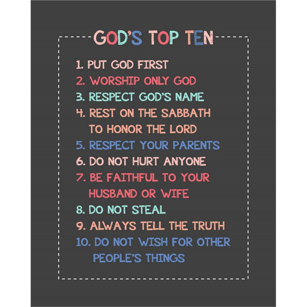 Trinx God's Top Ten Stitch Border - Pink By Inspire Me, Canvas Wall Art ...