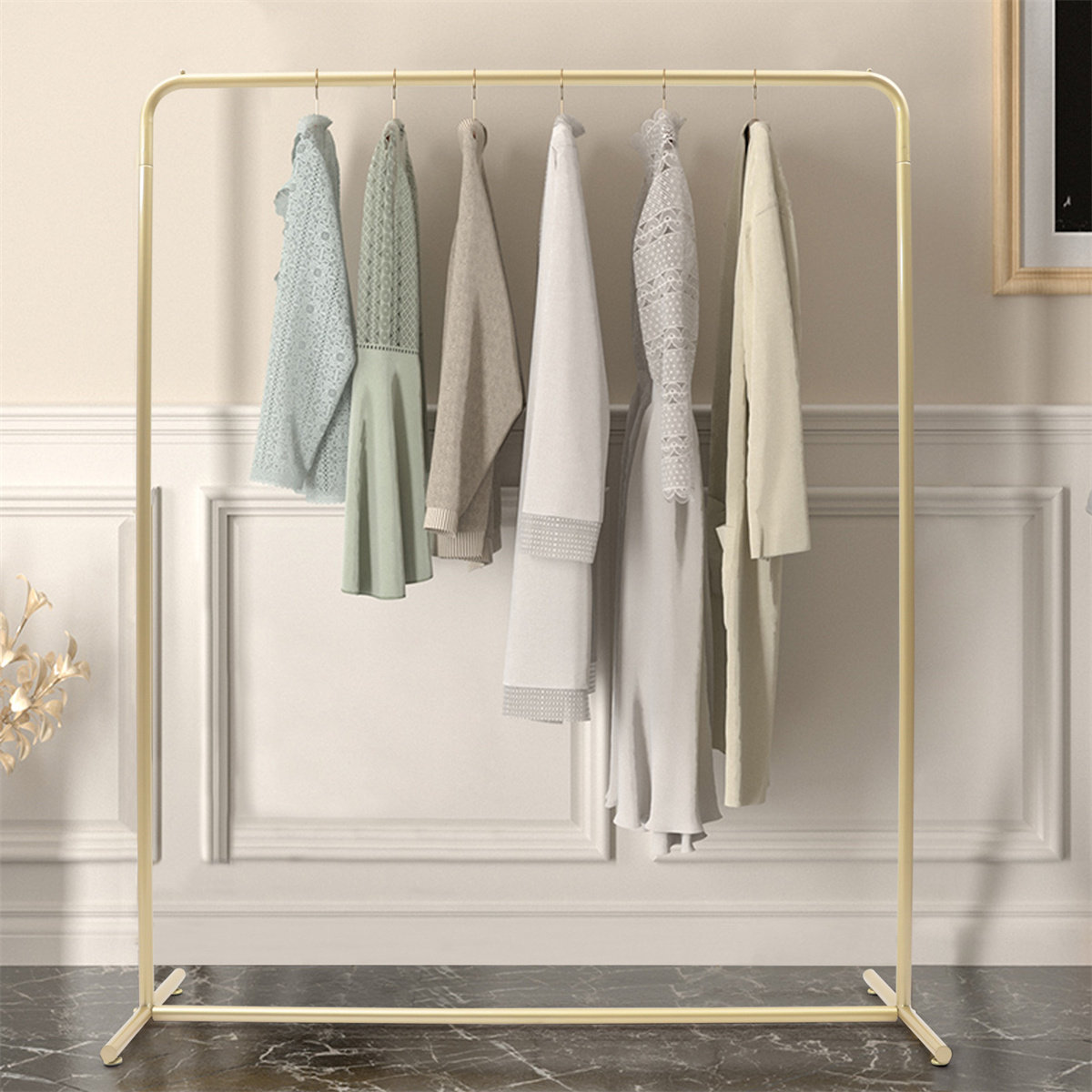 Everly Quinn Lexianna 47.2'' Gold Freestanding Metal Garment Rack ...