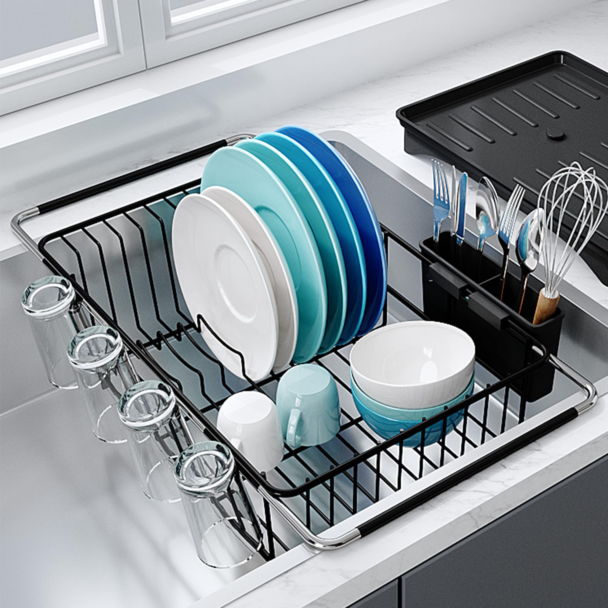 COAHAHA Multi-Use Dish Drying Rack – Expandable, Rustproof, Ideal For ...
