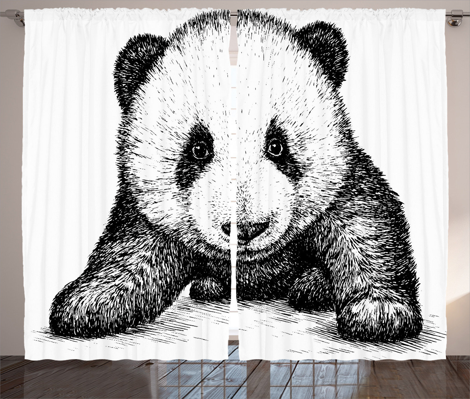 East Urban Home Panda Semi-Sheer Rod Pocket Curtain Panels | Wayfair