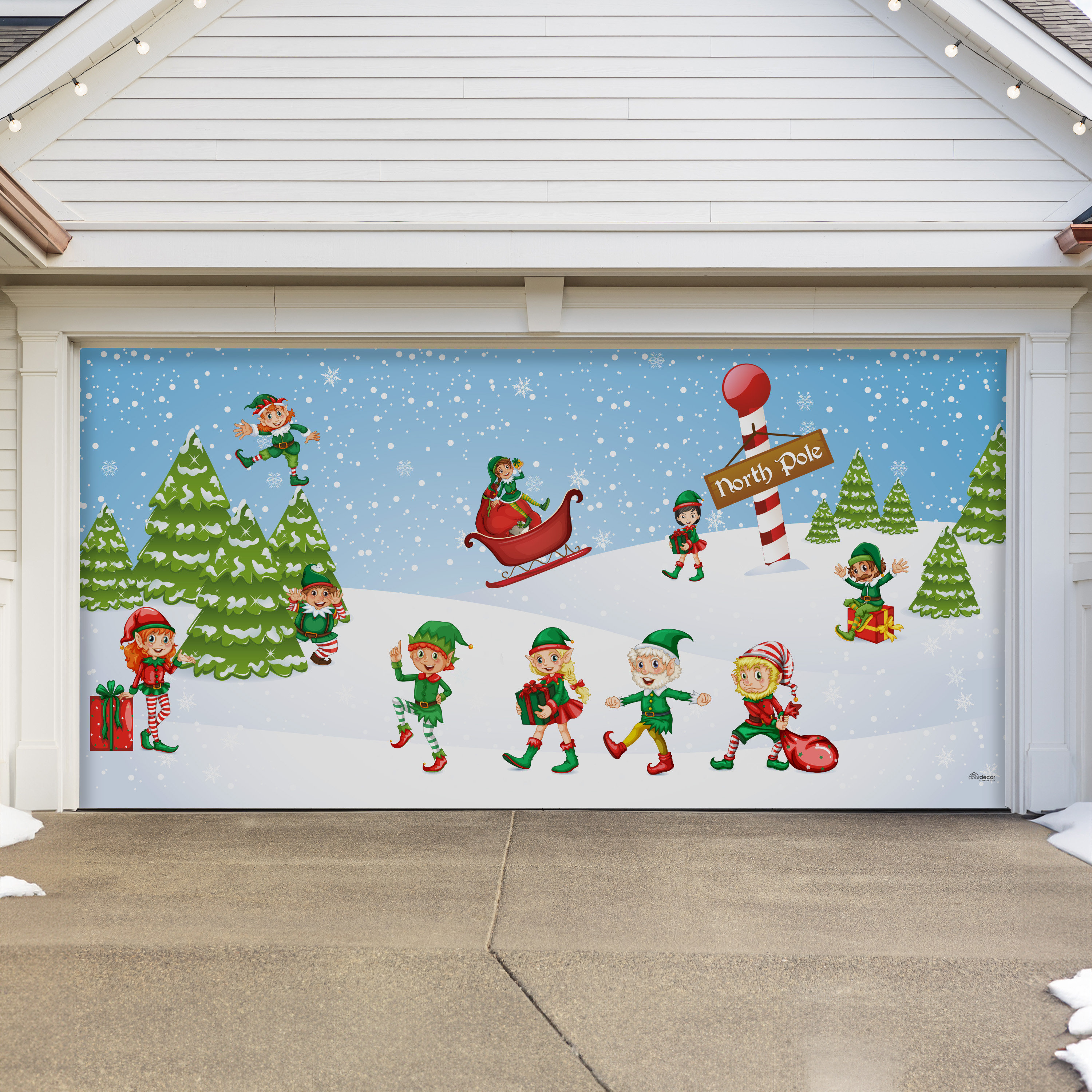 The Holiday Aisle® Magical North Pole Elves 7' x 16' Christmas Double ...