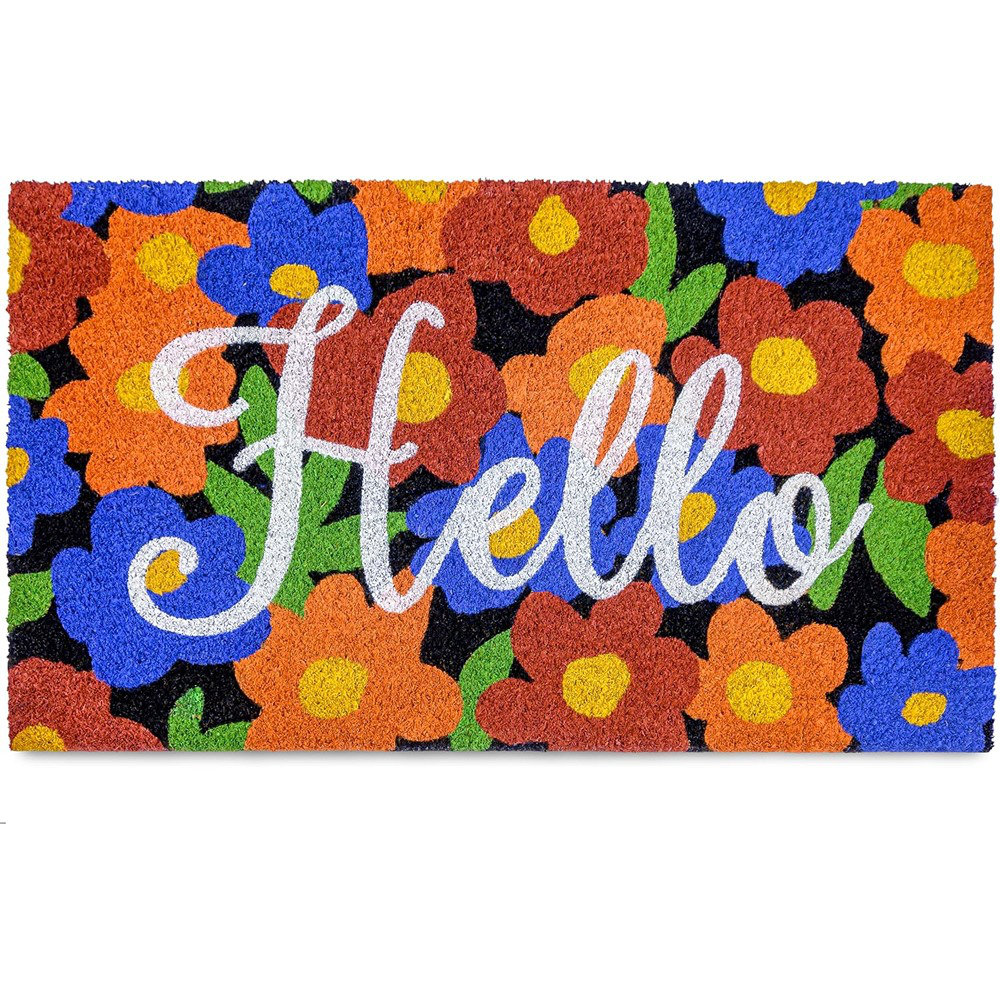 Lark Manor™ Door Mat Floral 30X17 Inch, Floral Coir Doormat Outsid ...