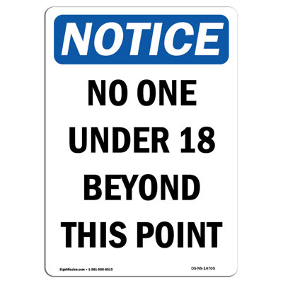 SignMission No One under 18 Beyond This Point Sign | Wayfair