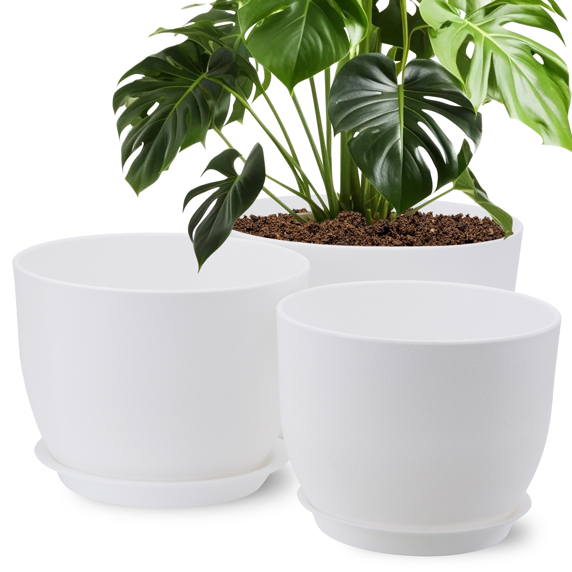 Ebern Designs Gardrium 12-10-9inch Planters Plant Flower Pots 3pcs ...