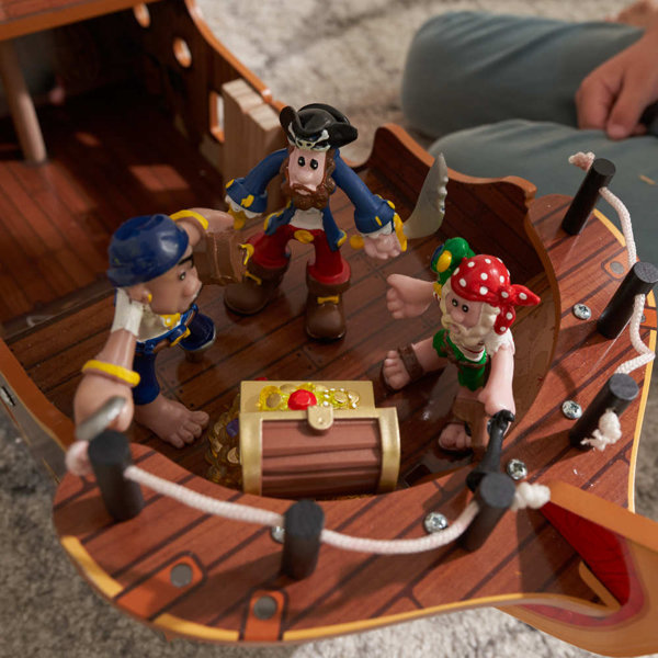 KidKraft Adventure Bound: Wooden Pirate Ship Play Set with Lights ...