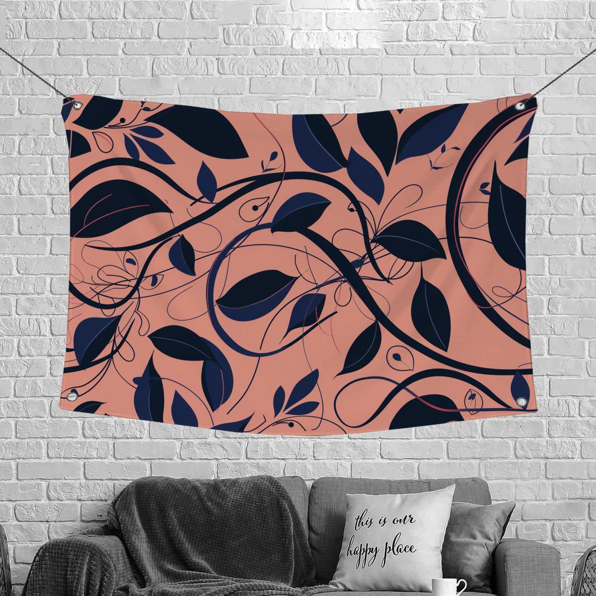 VisionDecor Coral Vines Wall Tapestry - Illustration Wall Decor_12276 ...