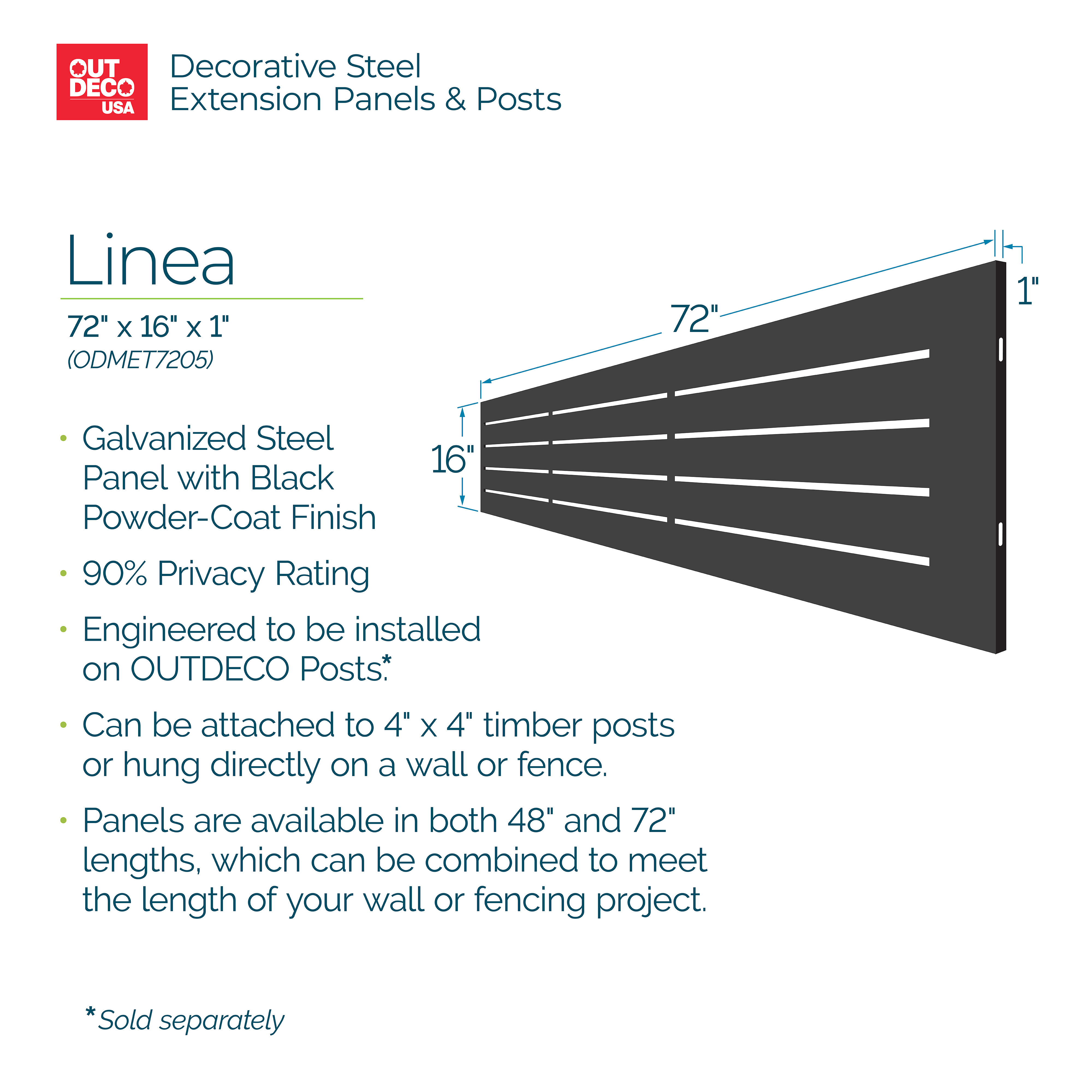 OUTDECO Linea Galvanized Steel Wall and Fence Extension Privacy Panel ...