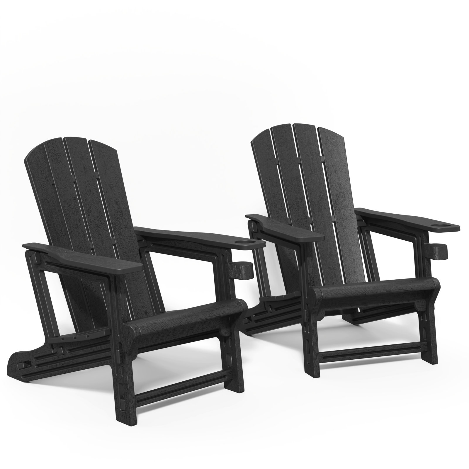 Highland Dunes Reclining Outdoor Adirondack Chair With Cup Holder, Hdpe ...