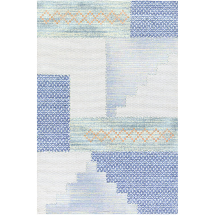 One Allium Way® Bushey Handmade Flatweave Denim/Mint Rug | Wayfair