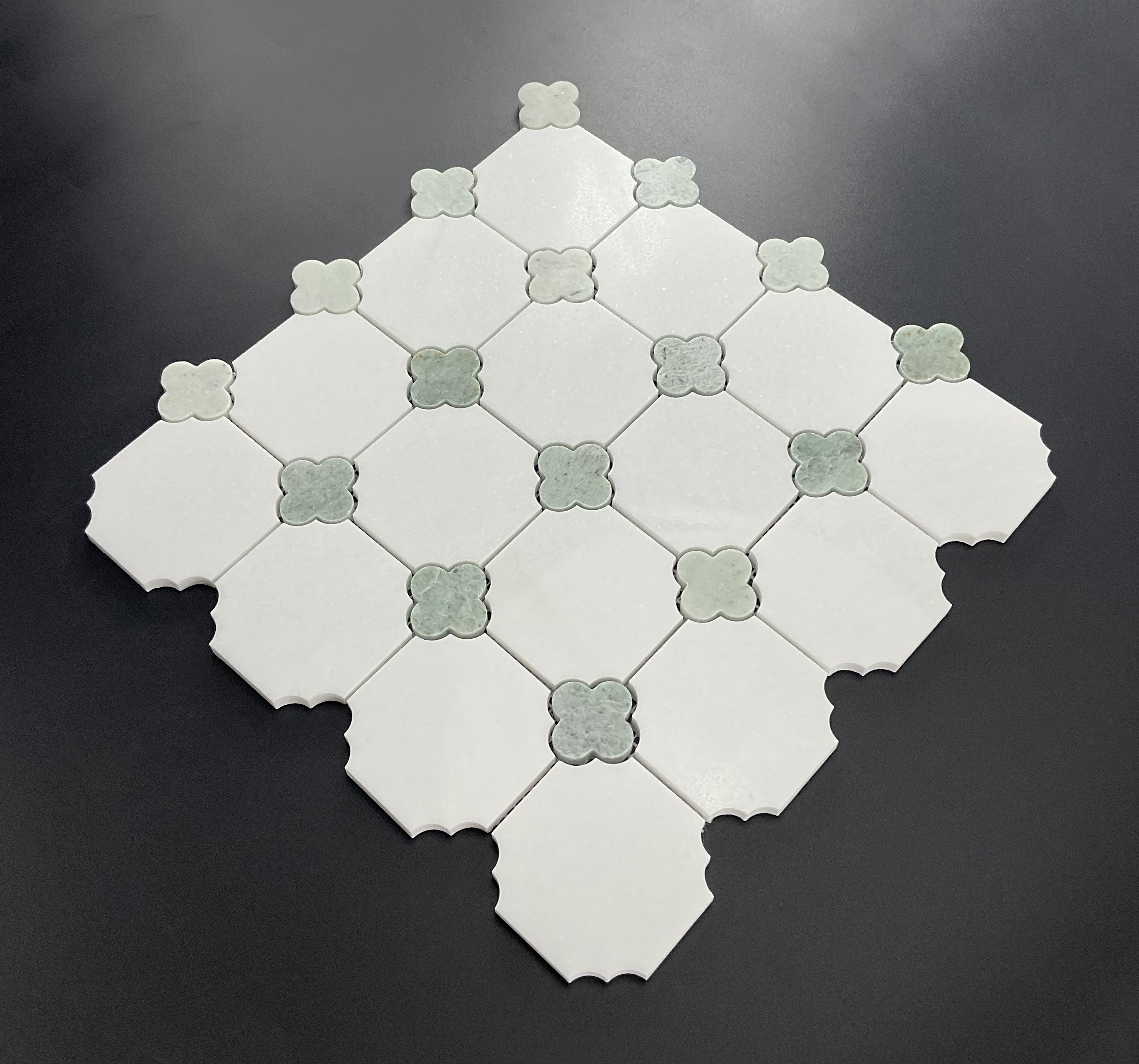 ES Stone Thassos White Marble with Ming Green Clover Novelty Wall and ...