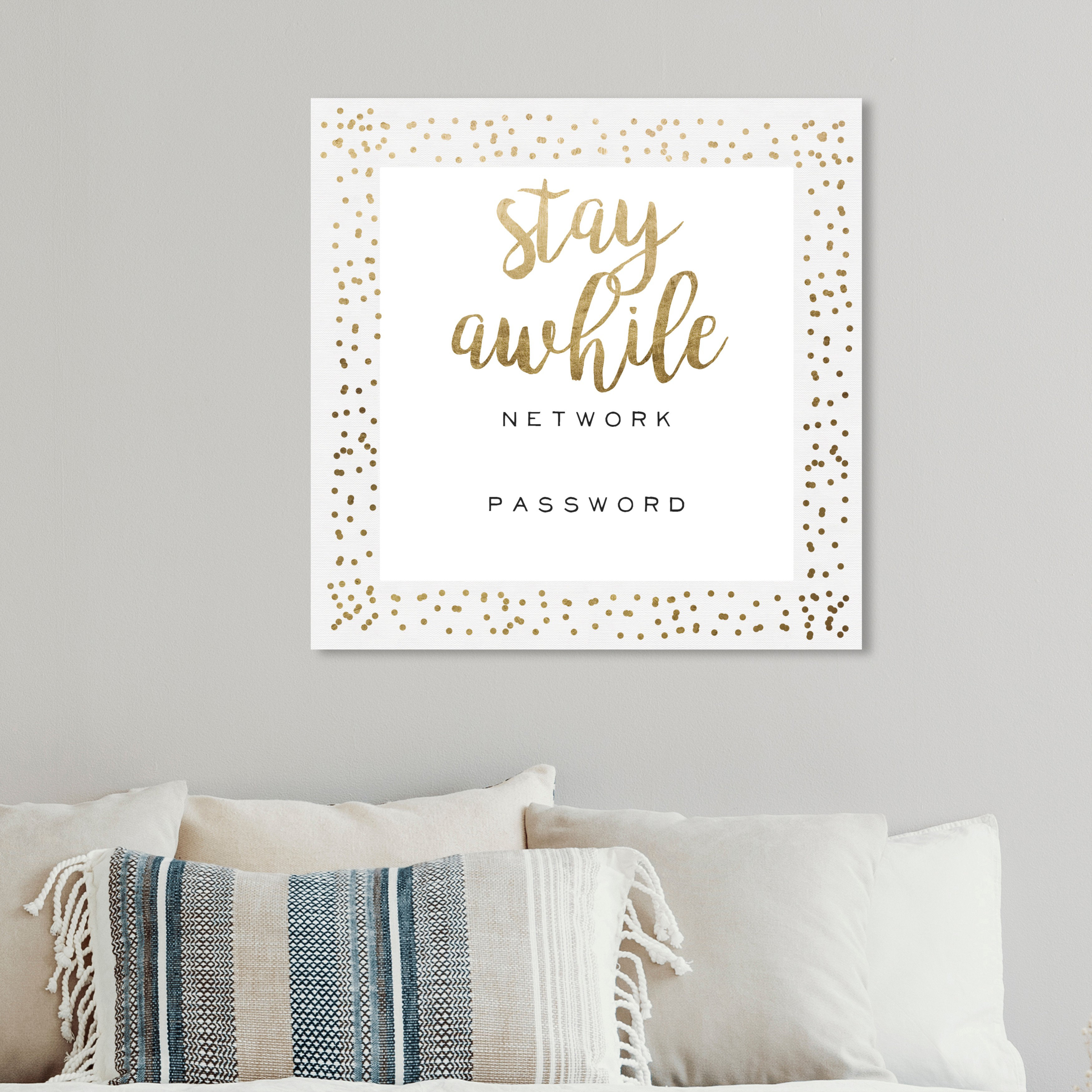 Oliver Gal 'Typography And Quotes Stay Awhile Wifi Gold Family Quotes ...