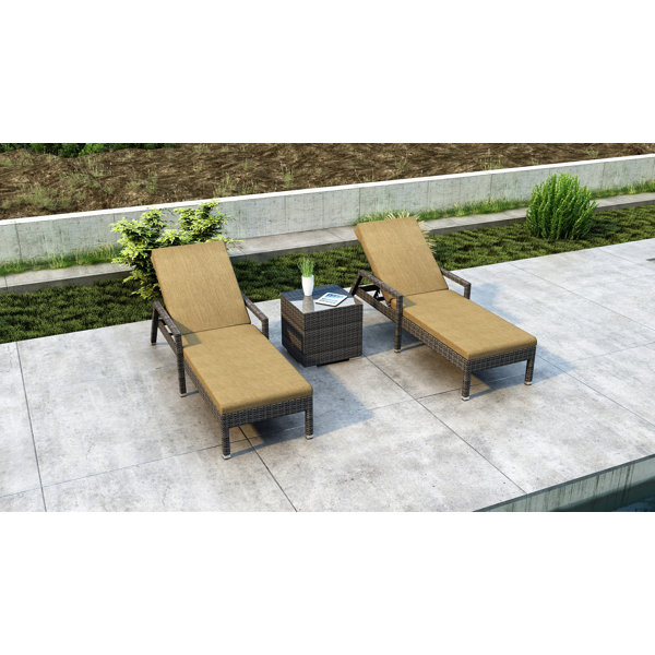 Willa Arlo Interiors Thornaby Outdoor Wicker Chaise Lounge Set with ...