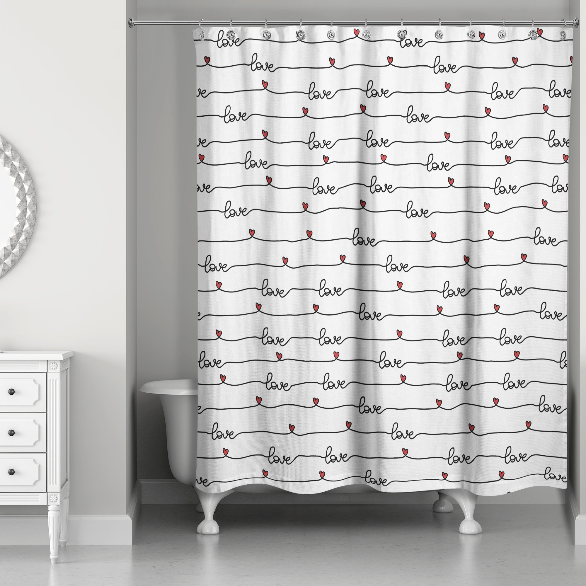 Trinx Love Script Pattern Shower Curtain - Wayfair Canada