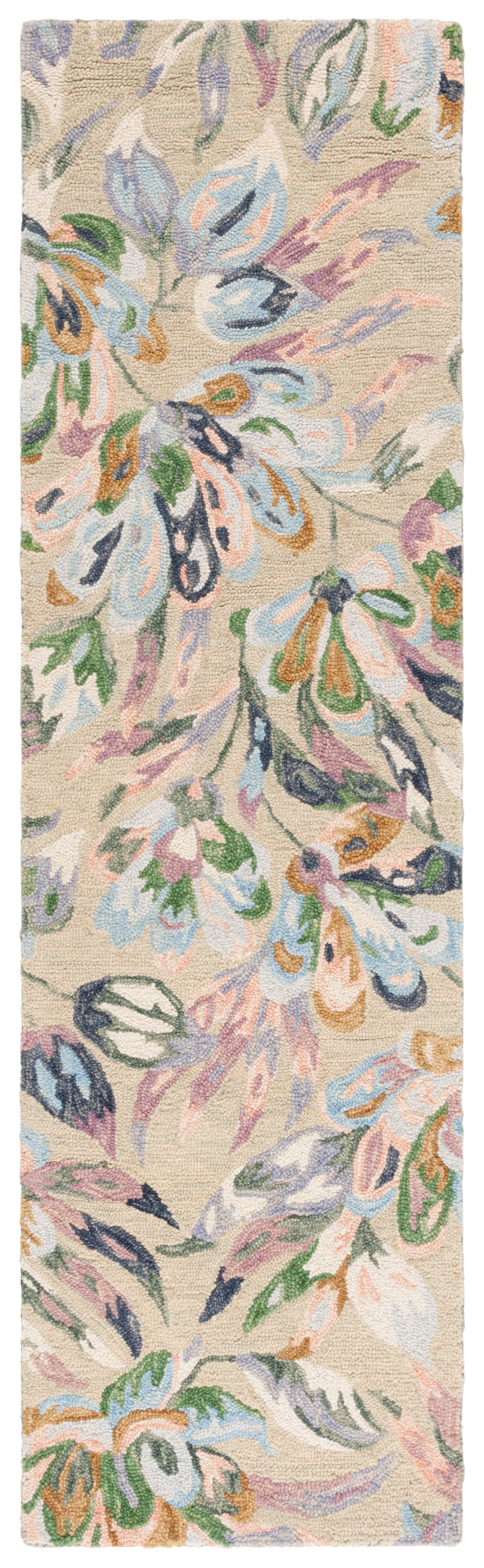 Red Barrel Studio® Lyia Floral Hand Tutted Wool Area Rug in Blue/Beige ...