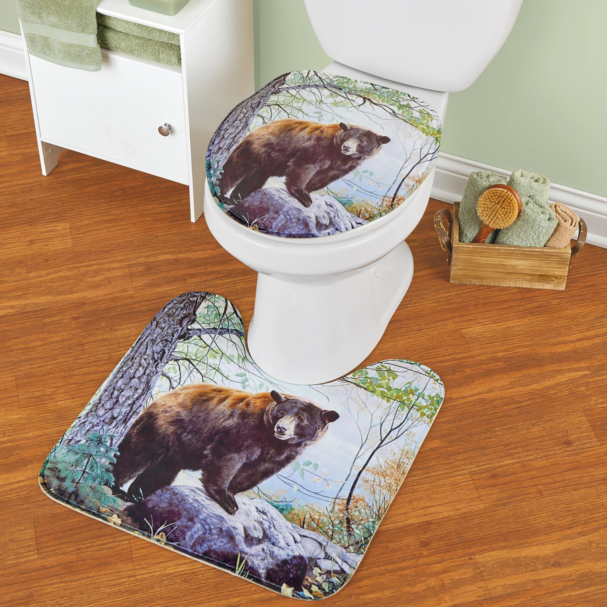 Loon Peak® Kahia Bear in the Woods Scene 4-Piece Bathroom Set | Wayfair