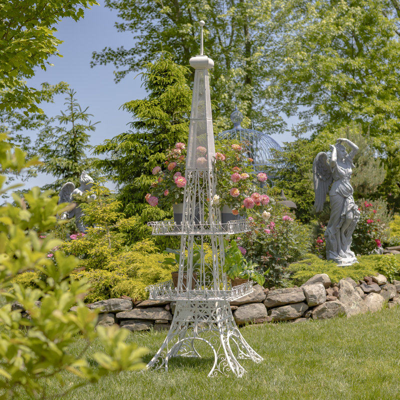 Zaer Ltd International 9ft. Tall Two-Tier Eiffel Tower-Inspired Iron ...