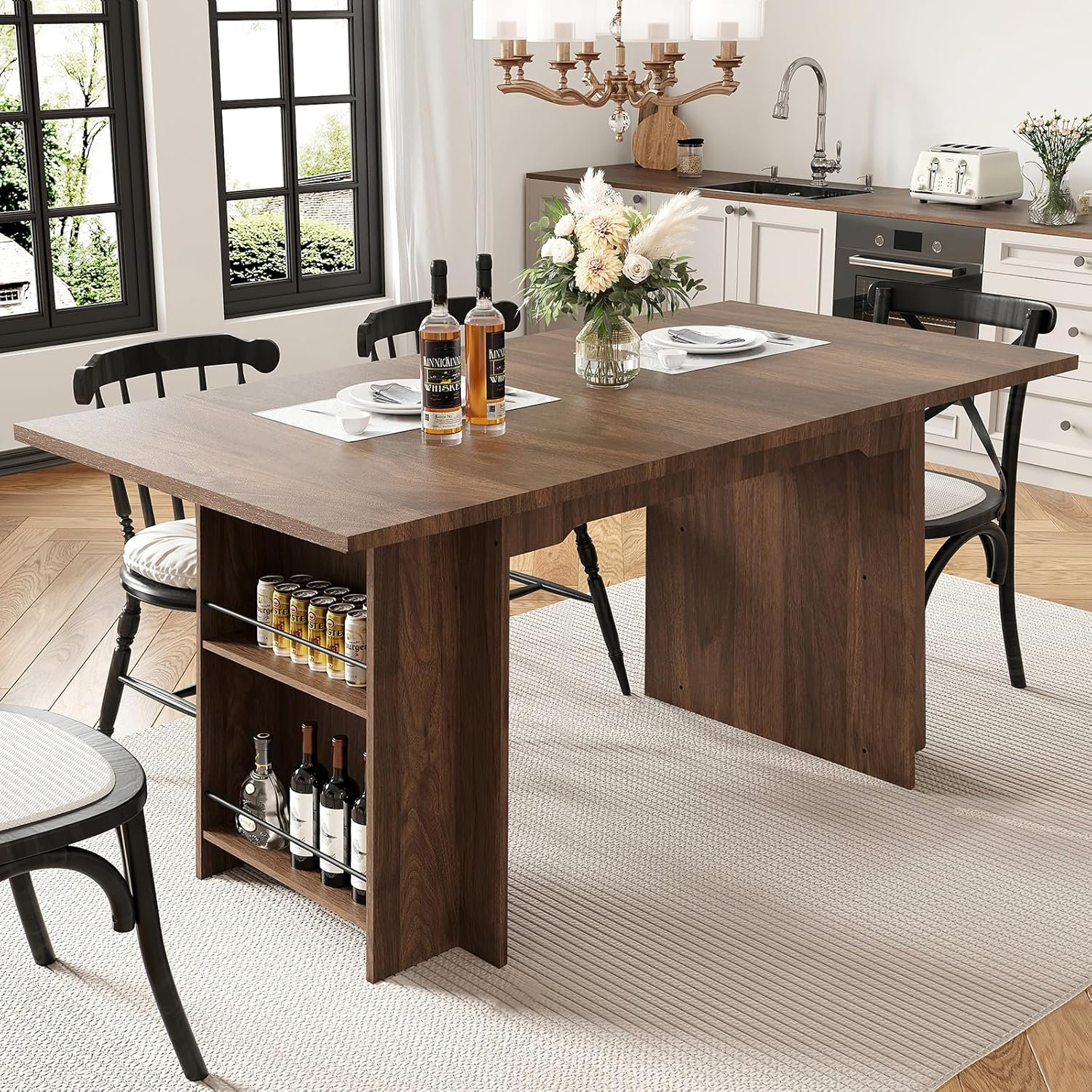 Gracie Oaks 63 Inch Large Rectangle Dining Table for 4-6 People, Thick ...