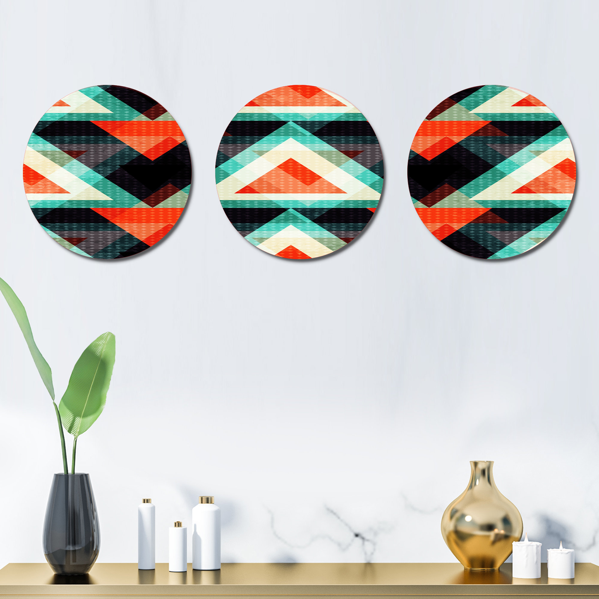 East Urban Home Coloured Polygons - Bohemian & Eclectic Metal Wall ...